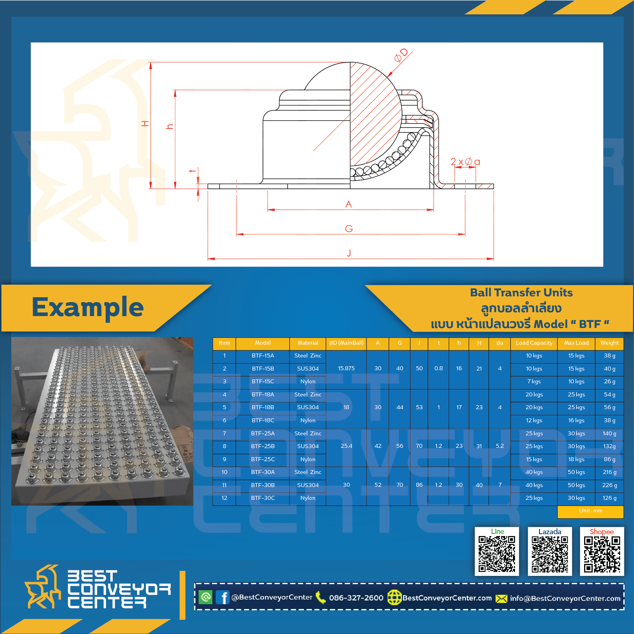 ลูกบอลลำเลียง Ball Transfer Units หน้าแปลนวงรี 15 mm. BTF-15A - Best ...