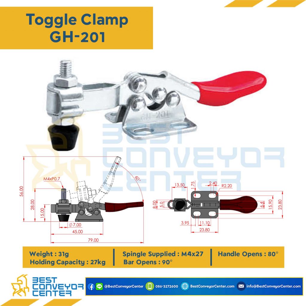 Toggle Clamp แบบกดแนวนอน GH-201 - Best Conveyor Center