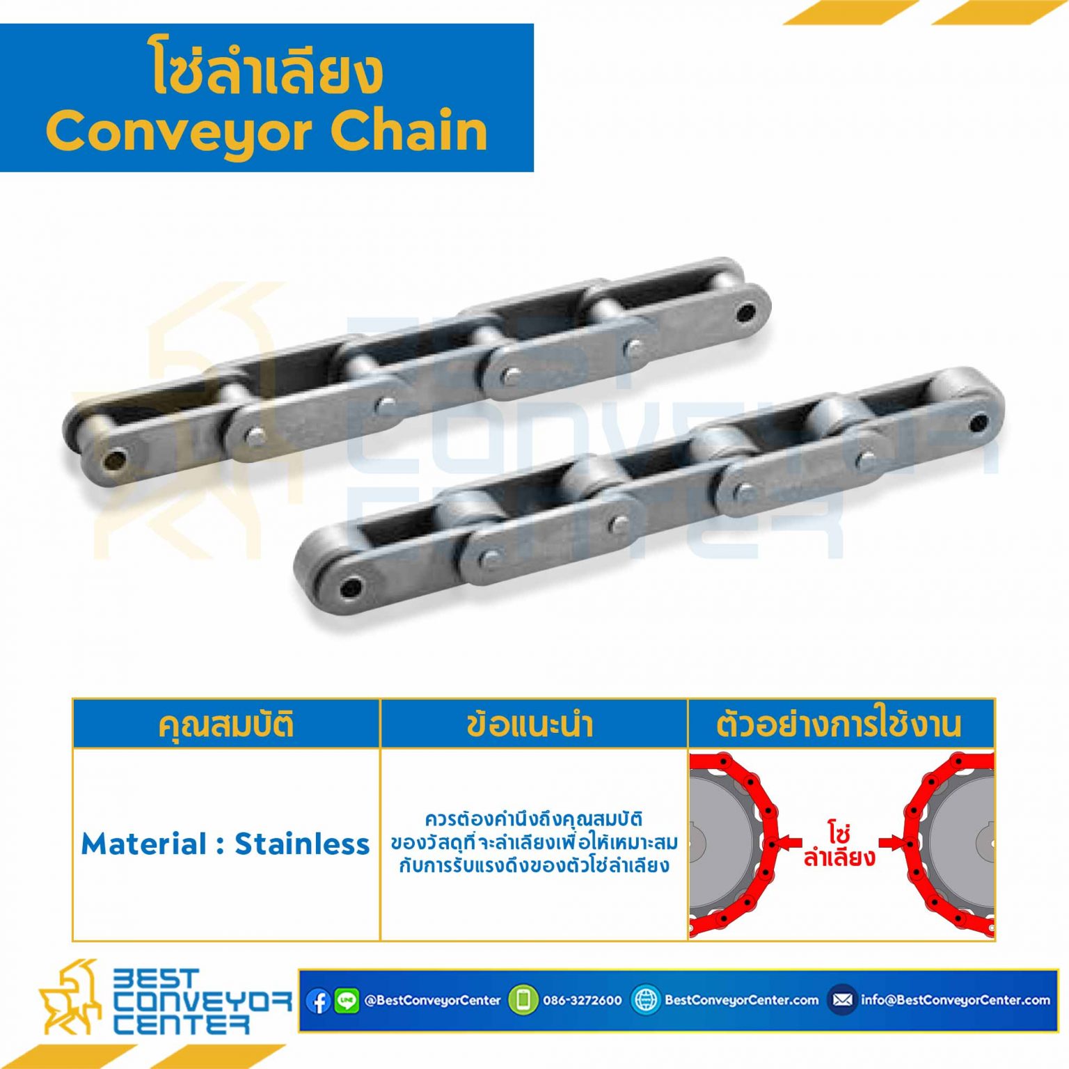โซ่ลำเลียงสแตนเลส Conveyor Chain No.2042 ลูกกลิ้งใหญ่ : C2042-SS - Best ...
