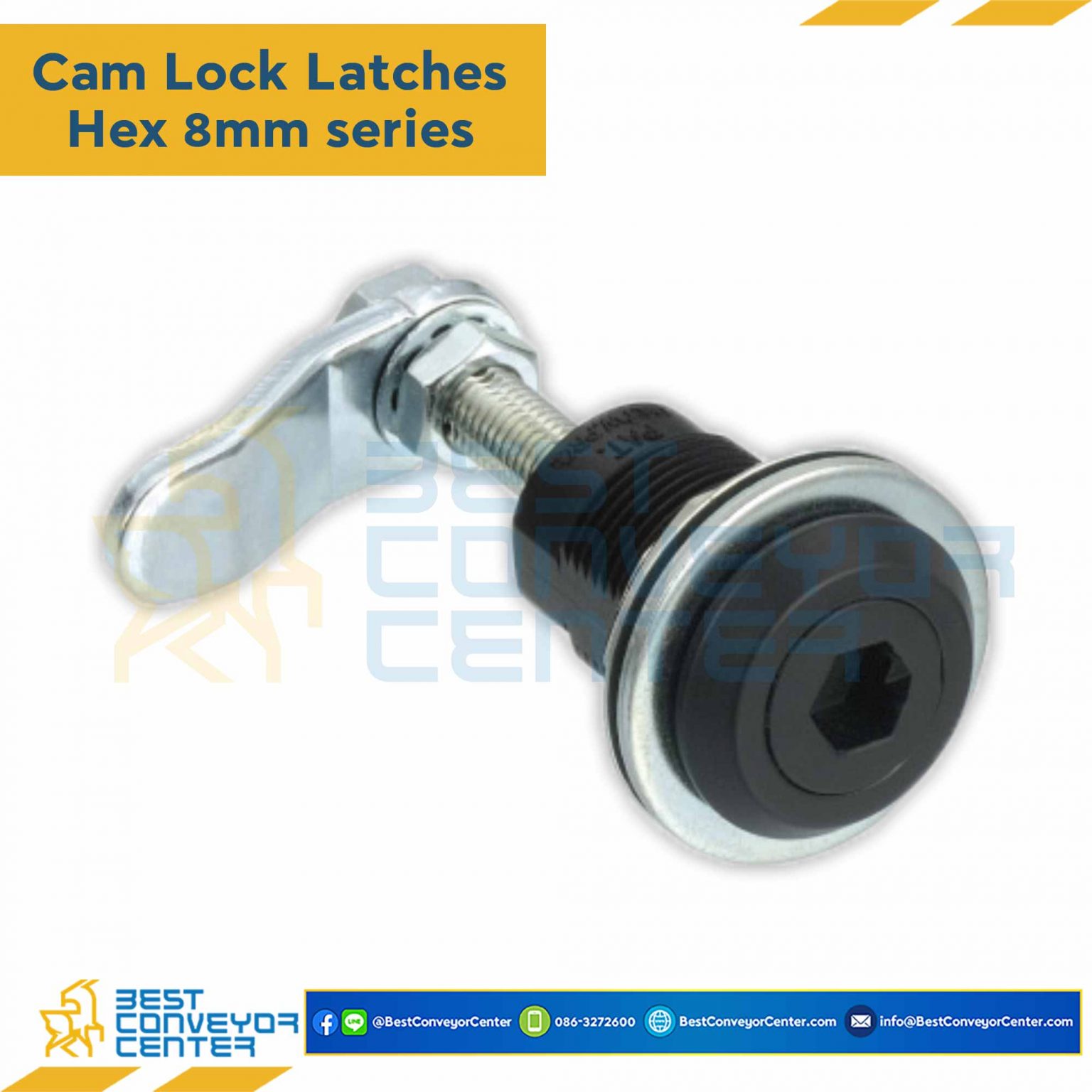 Cam Lock Latches Hex 8mm.-Long Shaft Zinc Alloy-Black Pawl #18 : BZ ...