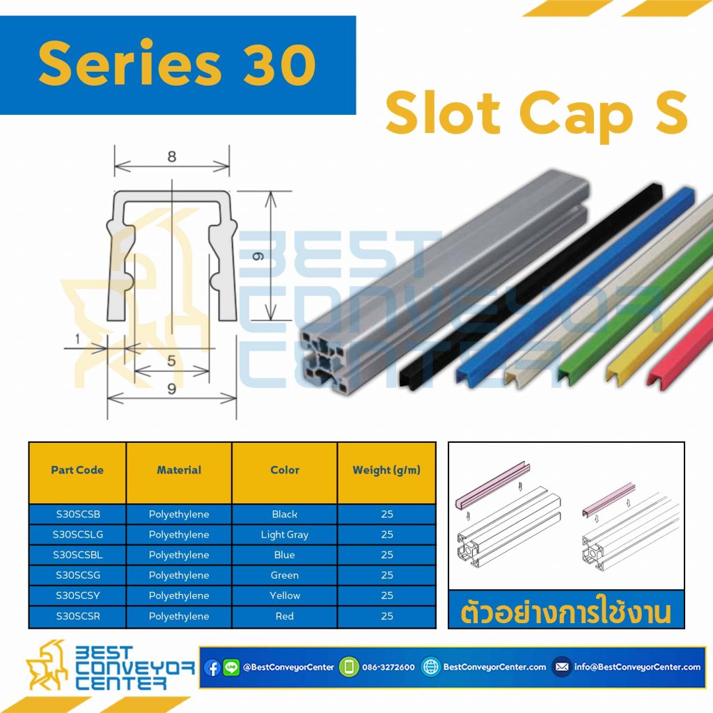 SLOT CAP S : Series 30 Polyethylene Red : S30SCSR - Best Conveyor Center
