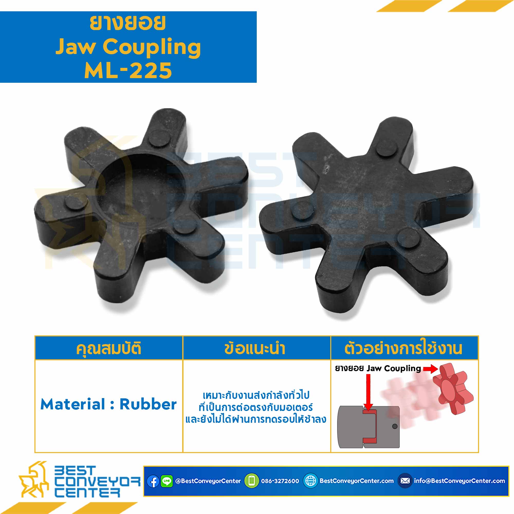 ยางยอย Jaw Coupling Martin D225 : JCMT225R - BestConveyorCenter