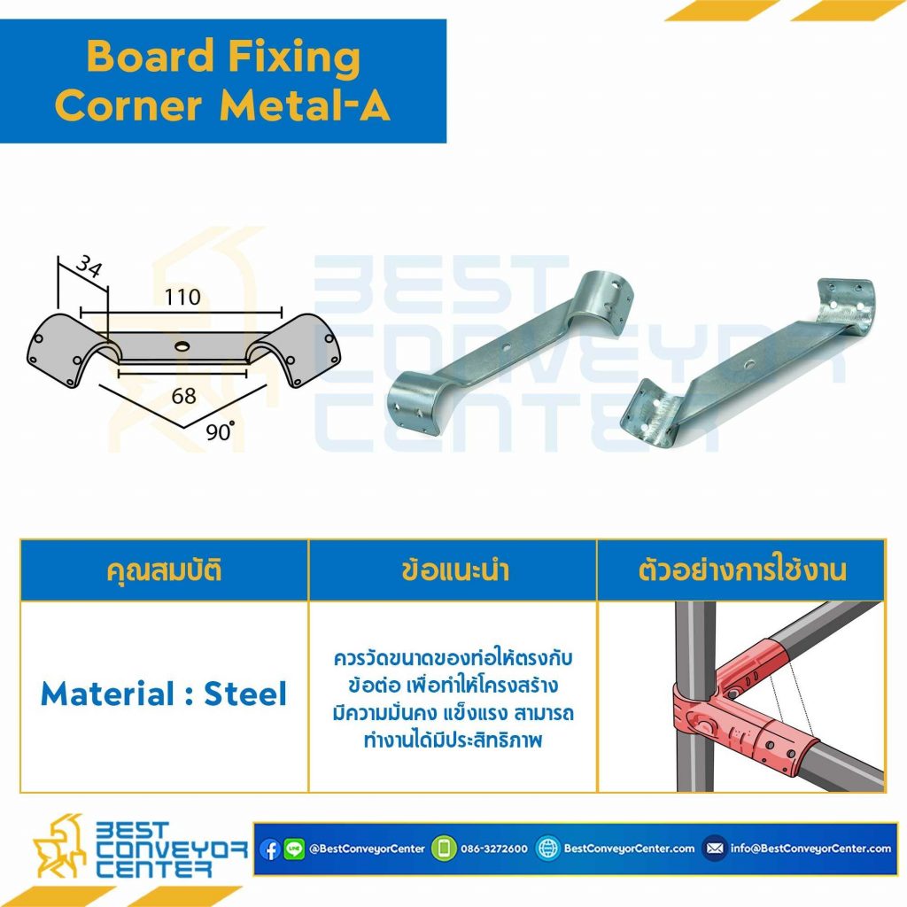 Board Fixing Corner Metal-A : BFC-A - Best Conveyor Center