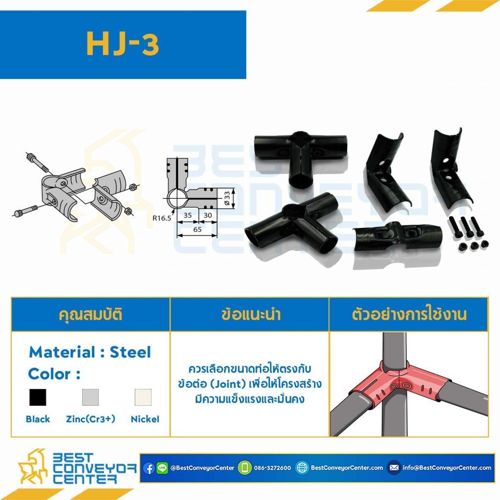 Metal Joint Bolt and nut : 3 set For OD28 , Black : HJ-3B - Best ...