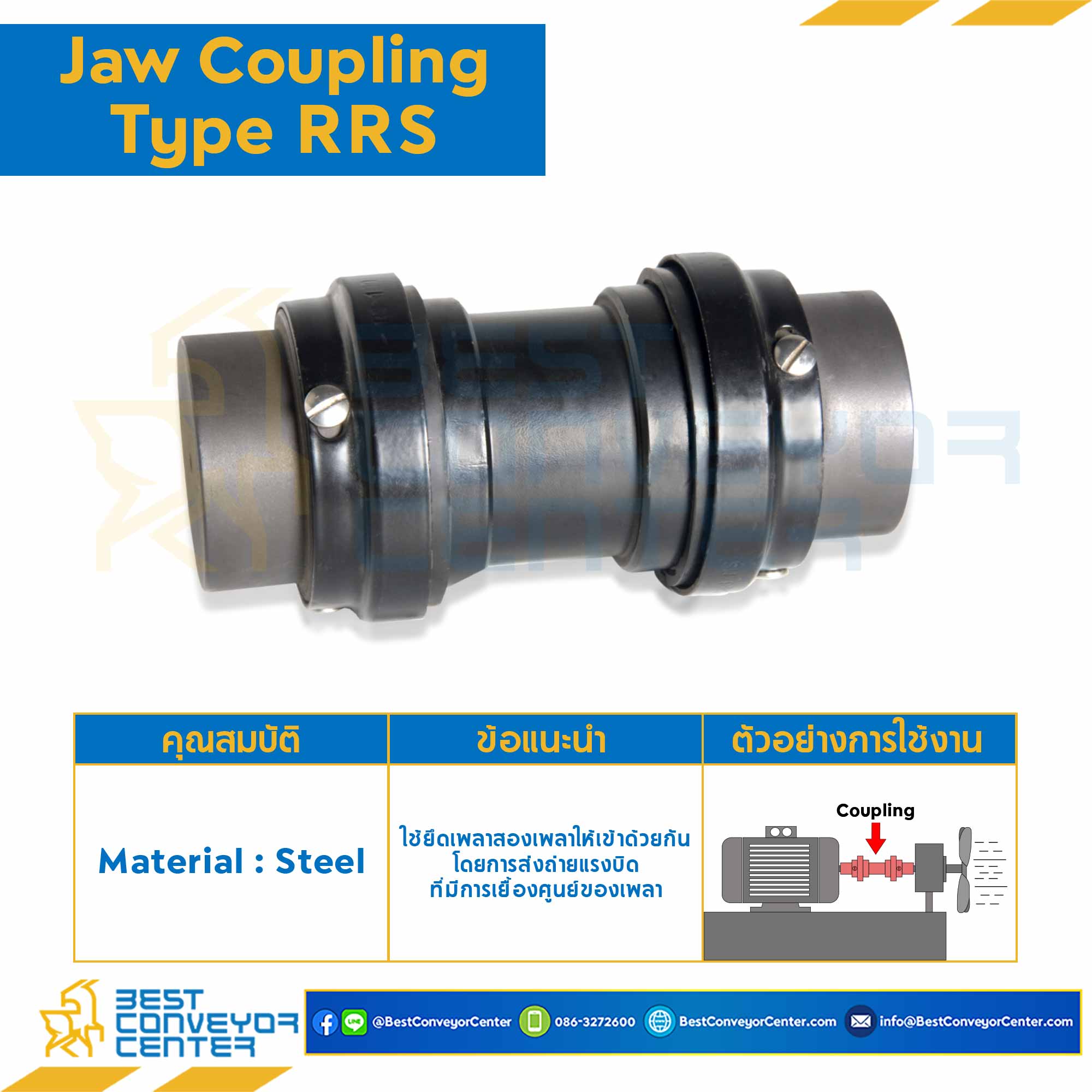 ขอนำเสนอสินค้า “Jaw Flex Coupling RRS100, โตนอก 65 mm., ดุมโต 57 mm ...