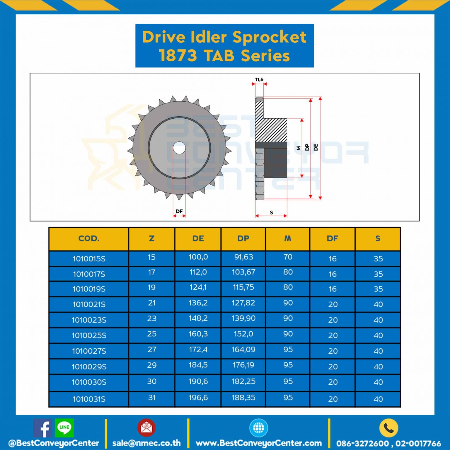 SPROCKET 31Z, BORE 20 MM., DIA 188.35 MM. FOR CHAIN 1873 TAB : 1010031S ...