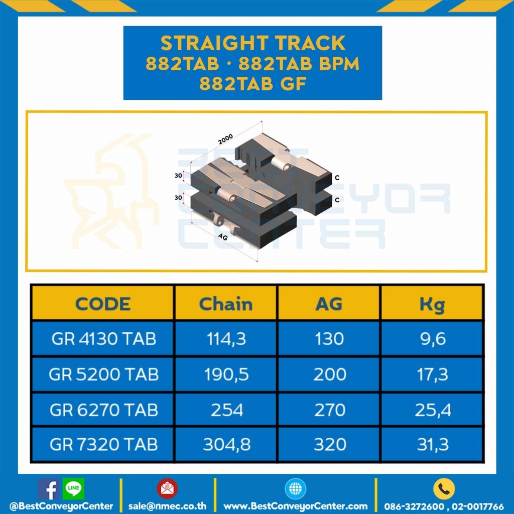 Straight Track Chain 190.5, AG 200, Kg 17.3 For 882TAB GF : GR5200TAB ...