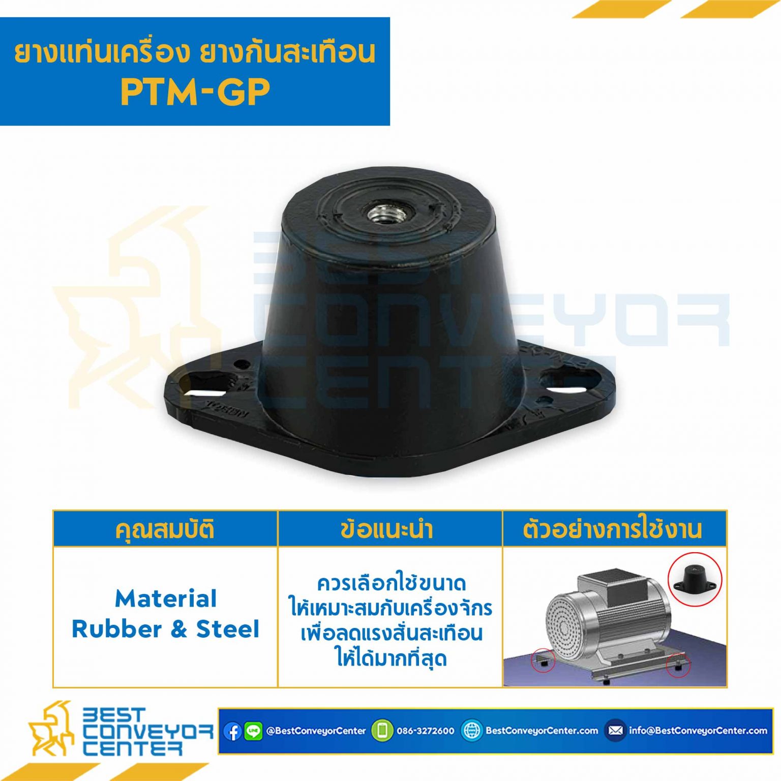 ลูกยางรับแรงสั่นสะเทือน PTM-GP : RB-PTM-GP-75 - Best Conveyor Center