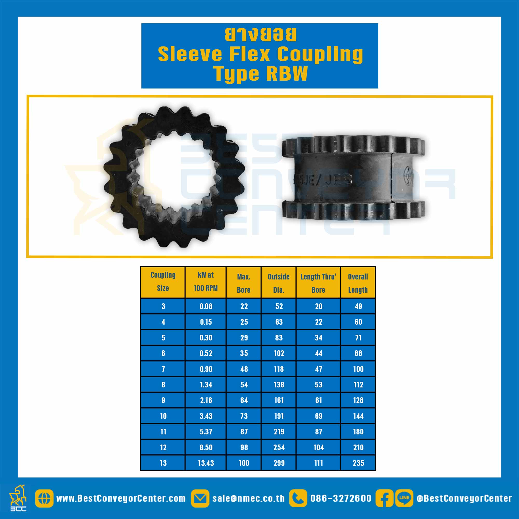 ยางยอย Sleeve Flex Coupling Type RBW : CRBW-3 - Best Conveyor Center