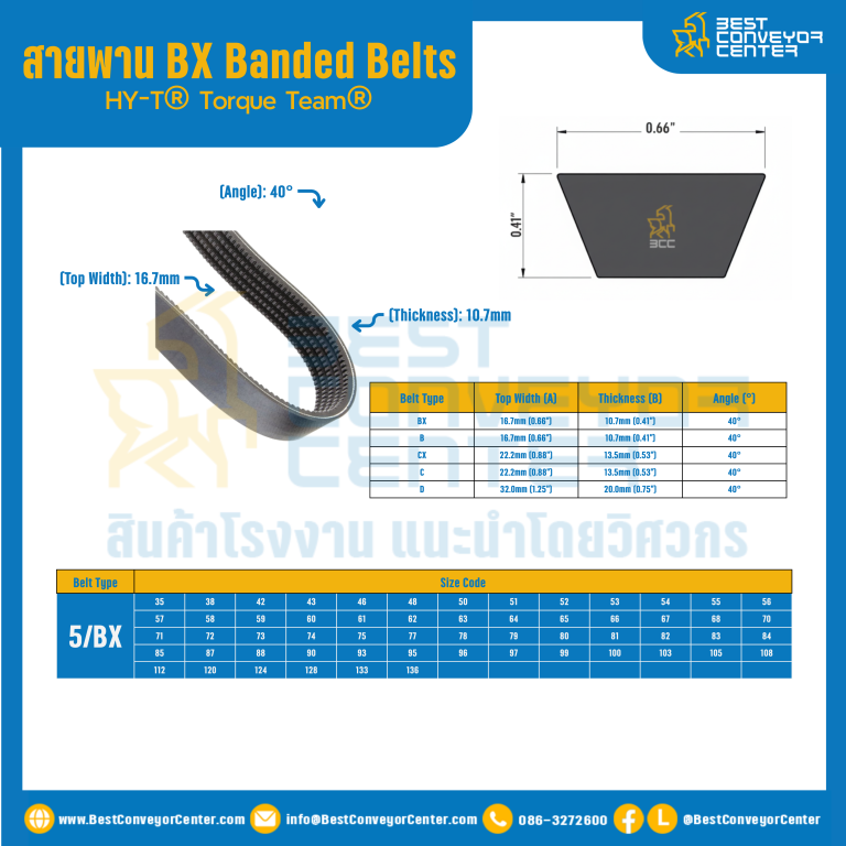 HY-T® Torque Team® BX Banded Belts : 5/BX67 - Best Conveyor Center